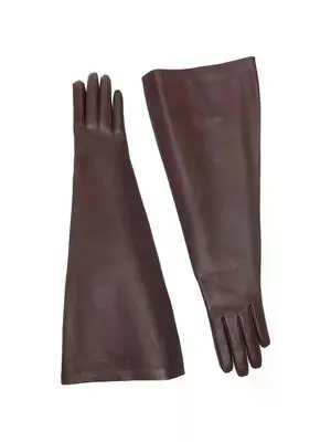 Saint Laurent Leather Gloves - Brown