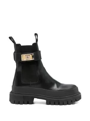 Dolce & Gabbana Logo-strap Chelsea Boots - Black