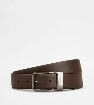 TOD'S Leather Belt With Metal Buckle - Brown