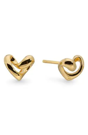 Monica Vinader Infinity Heart Stud Earrings - 18ct Gold Vermeil