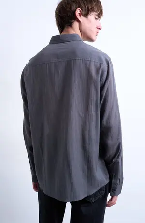 Topman Pinstripe Semisheer Cotton Button-up Shirt