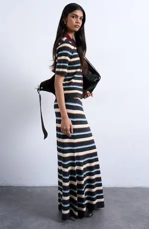 Topshop Stripe Knit Maxi Skirt
