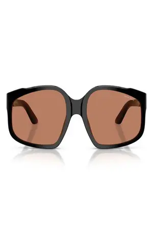 Miu Miu 59mm Polarized Irregular Sunglasses - Black/brown