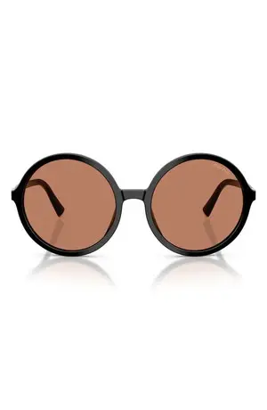 Miu Miu 59mm Round Frame Sunglasses - Black/brown