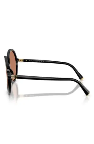 Miu Miu 59mm Round Frame Sunglasses - Black/brown