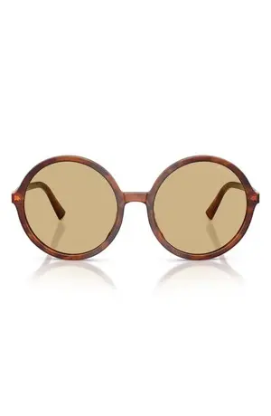 Miu Miu 59mm Round Frame Sunglasses - Striped Tobacco/yellow
