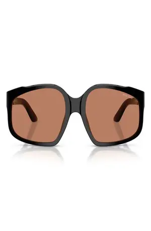 Miu Miu 59mm Polarized Irregular Sunglasses - Black/brown