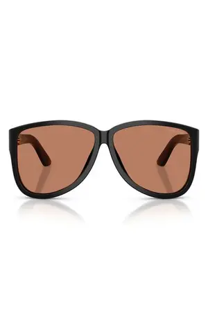 Miu Miu 61mm Oversized Pilot Sunglasses - Black/brown