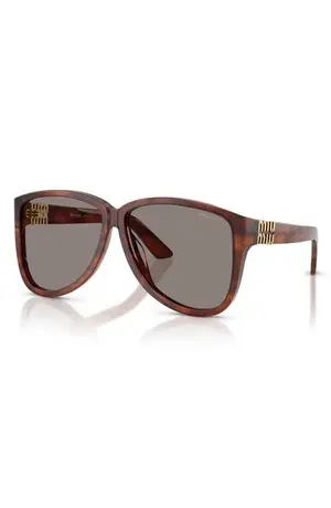 Miu Miu 61mm Oversized Pilot Sunglasses - Striped Tobacco/dark Grey