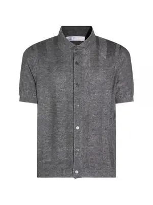 Brunello Cucinelli Button Linen Shirt - Grey