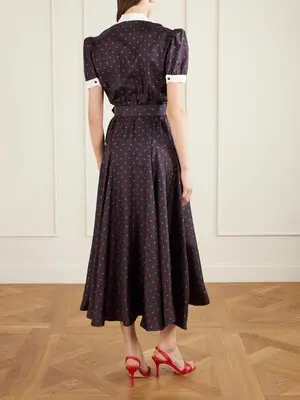 RODARTE Belted Printed Silk-twill Gown - Black