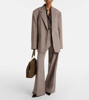THE FRANKIE SHOP Peri Pinstripe Satin Shirt - Brown