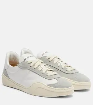 Acne Studios Suede-trimmed Leather Sneakers - White