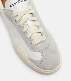 Acne Studios Suede-trimmed Leather Sneakers - White