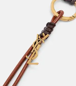 Saint Laurent Cassandre Leather Keyring - Brown