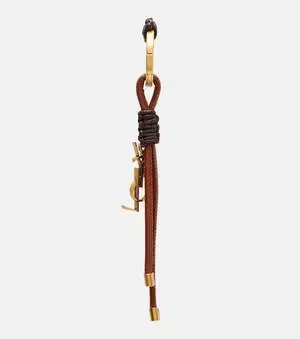 Saint Laurent Cassandre Leather Keyring - Brown