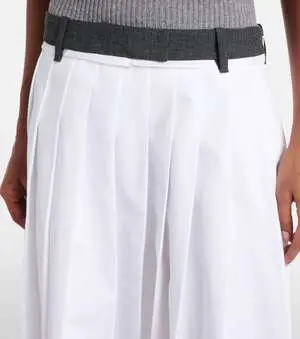 Prada Pleated Cotton Midi Skirt