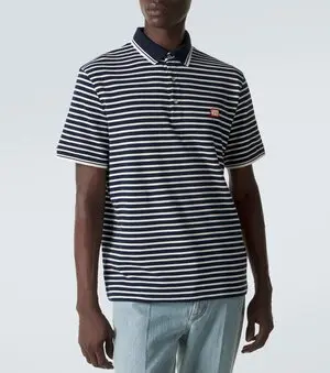 Valentino Garavani Vlogo Striped Cotton Polo Shirt - White