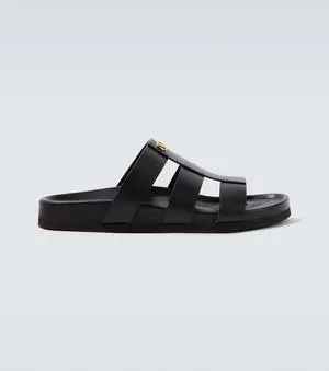 Valentino Garavani Studshield Vlogo Leather Sandals - Black