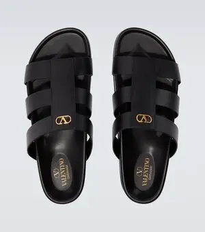 Valentino Garavani Studshield Vlogo Leather Sandals - Black