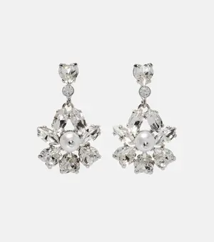 Simone Rocha Embellished Faux Pearl Drop Earrings - Silver