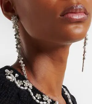 Simone Rocha Embellished Faux Pearl Drop Earrings - Silver