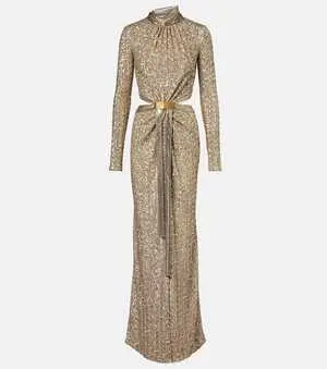 Rabanne Sequined Gathered Gown