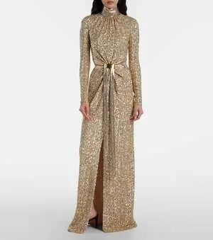 Rabanne Sequined Gathered Gown