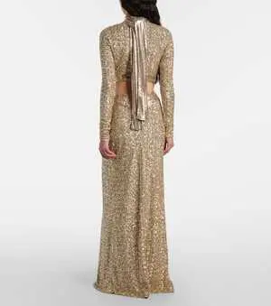 Rabanne Sequined Gathered Gown