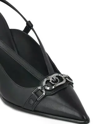 Pinko Buckle-embellished Nappa Leather Slingback Pumps - Black