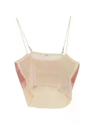 Patrizia Pepe Rhinestone Embellished Tulle Top