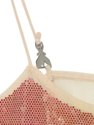 Patrizia Pepe Rhinestone Embellished Tulle Top