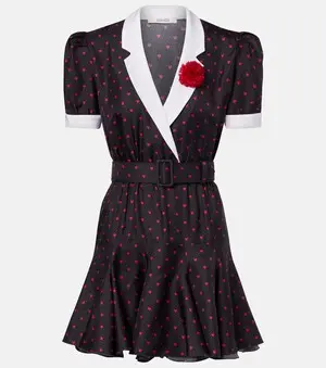 RODARTE Printed Silk Twill Minidress - Black