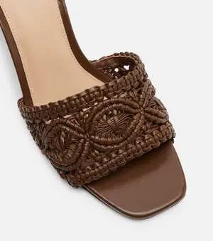 Veronica Beard Ellen Macramé Leather Wedge Mules