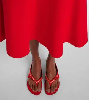 HERBERT LEVINE Sunkissed Studded Thong Sandals - Red