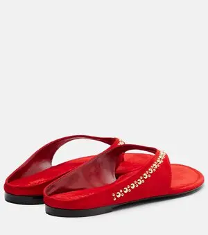 HERBERT LEVINE Sunkissed Studded Thong Sandals - Red