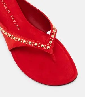 HERBERT LEVINE Sunkissed Studded Thong Sandals - Red
