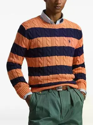 Polo Ralph Lauren Striped Cable-knit Sweater - Orange