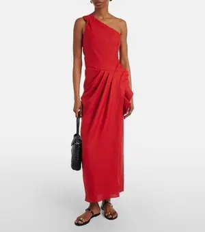 Johanna Ortiz One-shoulder Linen Gown - Red