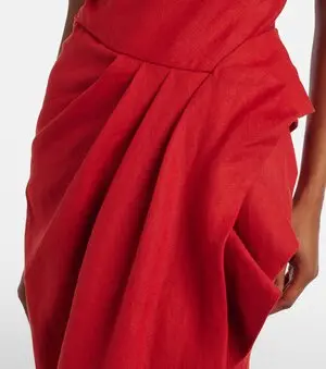 Johanna Ortiz One-shoulder Linen Gown - Red