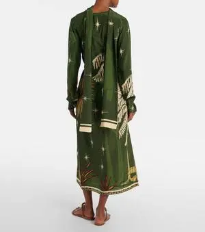Johanna Ortiz Printed Silk Midi Dress
