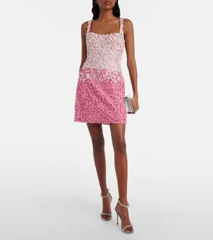 LA FUORI Sequined Ombré Mini Dress - Pink