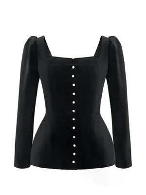 POST MERIDIEM Square-neck Top - Black