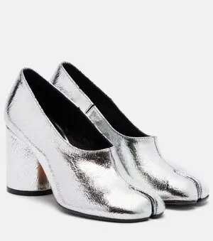 MAISON MARGIELA Tabi 80 Metallic Leather Pumps - Silver