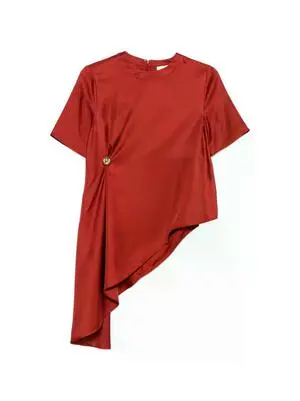 Loulou De Saison Button Detail Asymmetric Blouse - Red