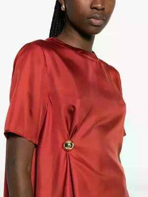 Loulou De Saison Button Detail Asymmetric Blouse - Red