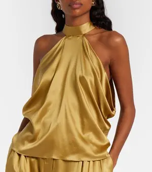 Nina Ricci Silk-blend Satin Top - Gold