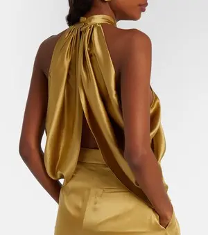 Nina Ricci Silk-blend Satin Top - Gold