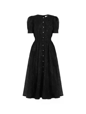 POST MERIDIEM Button-front Midi Dress - Black
