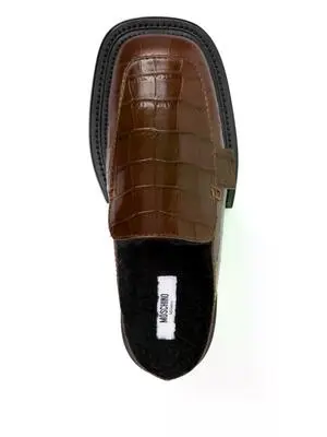 Moschino Crocodile-effect Leather Mules